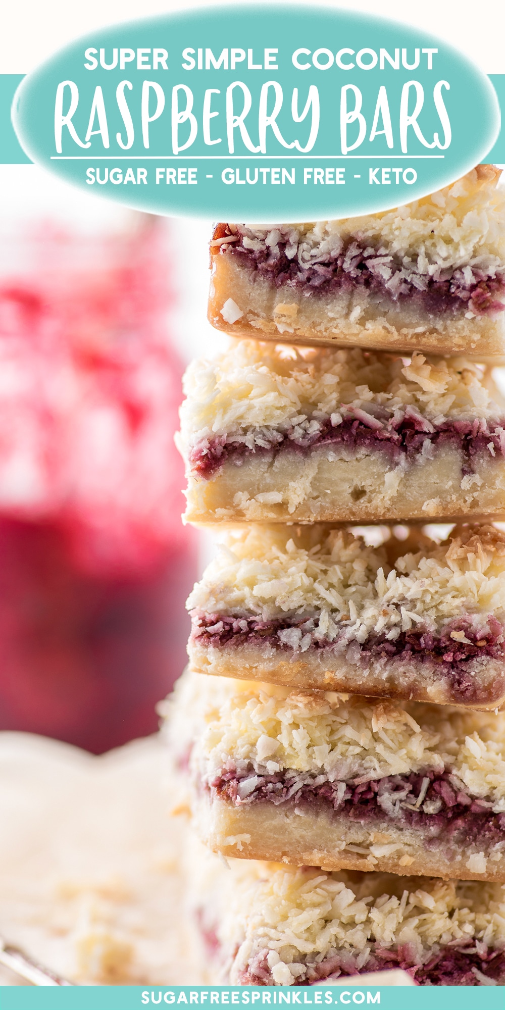 Gluten Free Raspberry Coconut Slice Bars (Low Carb and Keto Friendly!)