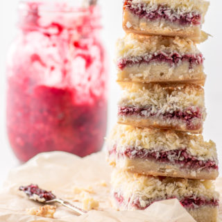 Gluten Free Raspberry Coconut Slice Bars (Low Carb and Keto Friendly!)