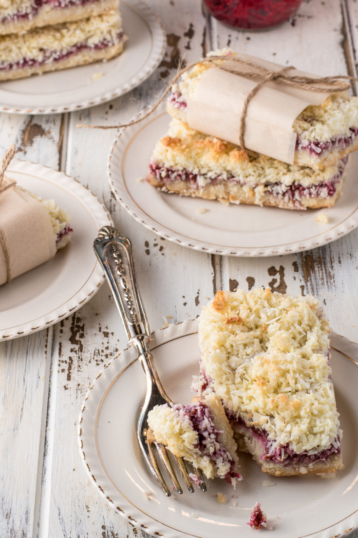 Gluten Free Raspberry Coconut Slice Bars (Low Carb and Keto Friendly!)